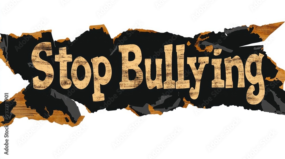Anti bullying action: text stop bullying, call to end harmful behavior ...