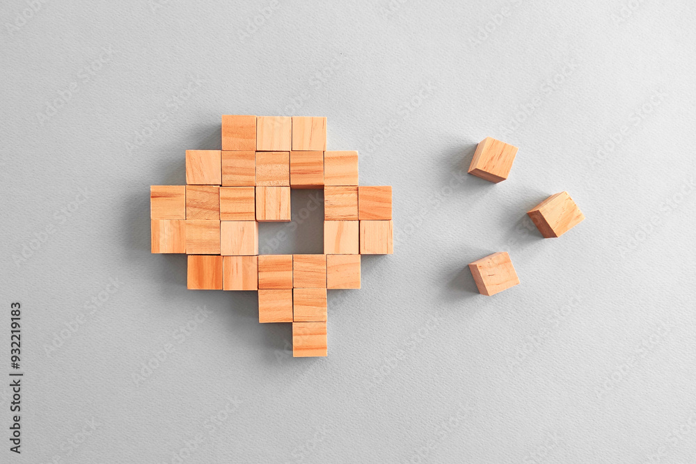 Mental health and problems with memory. Brain shaped puzzle made of ...