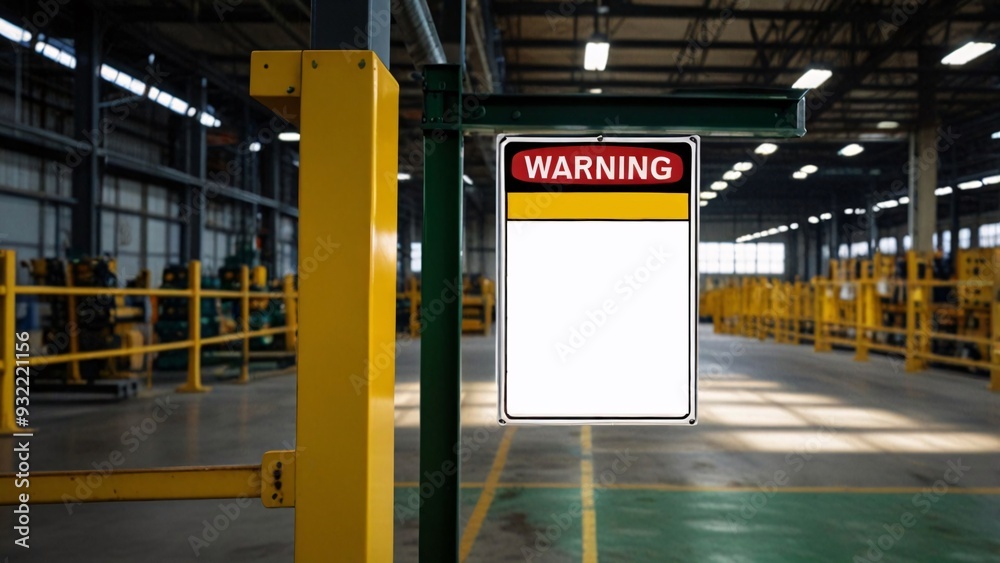 Warning sign in industry factory automaion for employee and worker ...