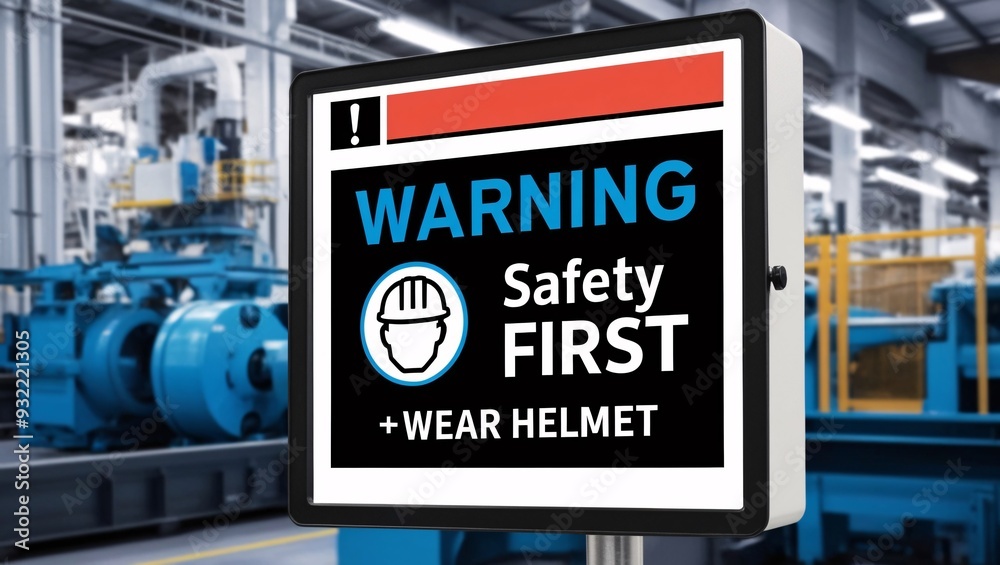 Wear helmet sign warning factory industry for lift and safety first of ...