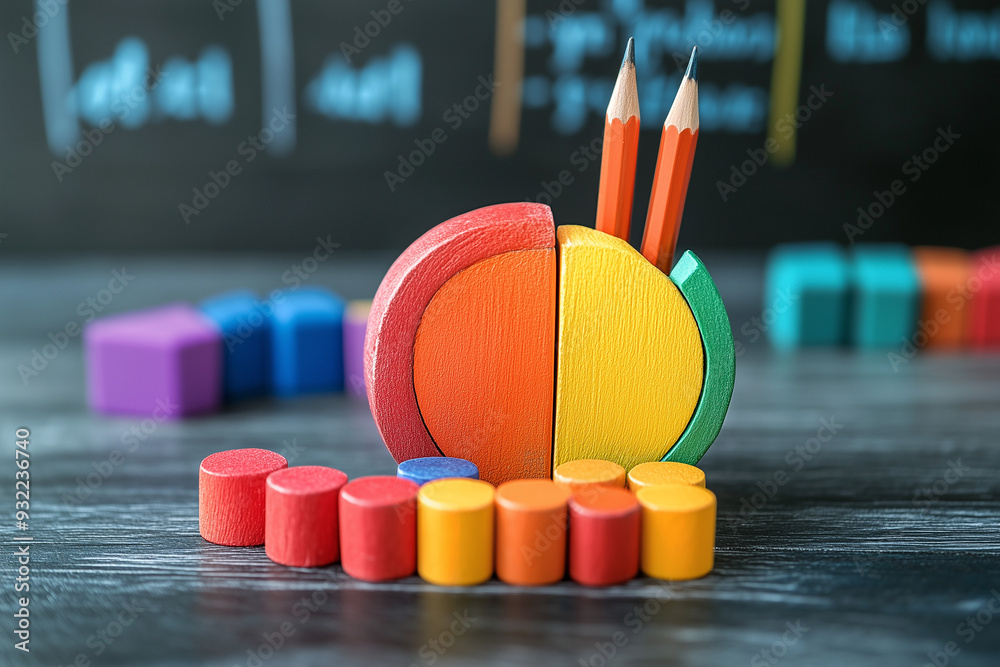 colorful math fractions on the bright backgrounds. interesting math for ...