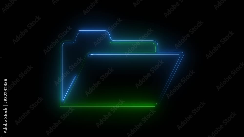 Glowing neon file folder sign. Glowing neon Folder icon isolated on ...