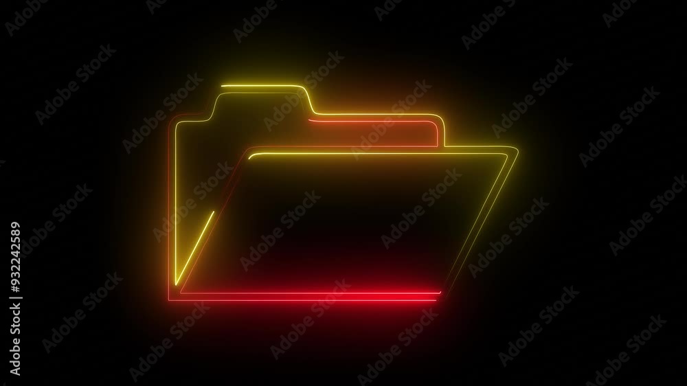 Glowing neon file folder sign. Glowing neon Folder icon isolated on ... Glowing neon file folder sign. Glowing neon Folder icon isolated on ...