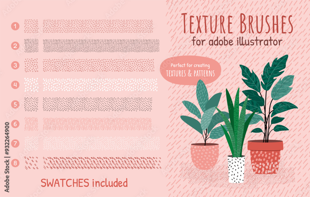 Textured and grain scatter brushes. Set of abstract grunge brushes ...