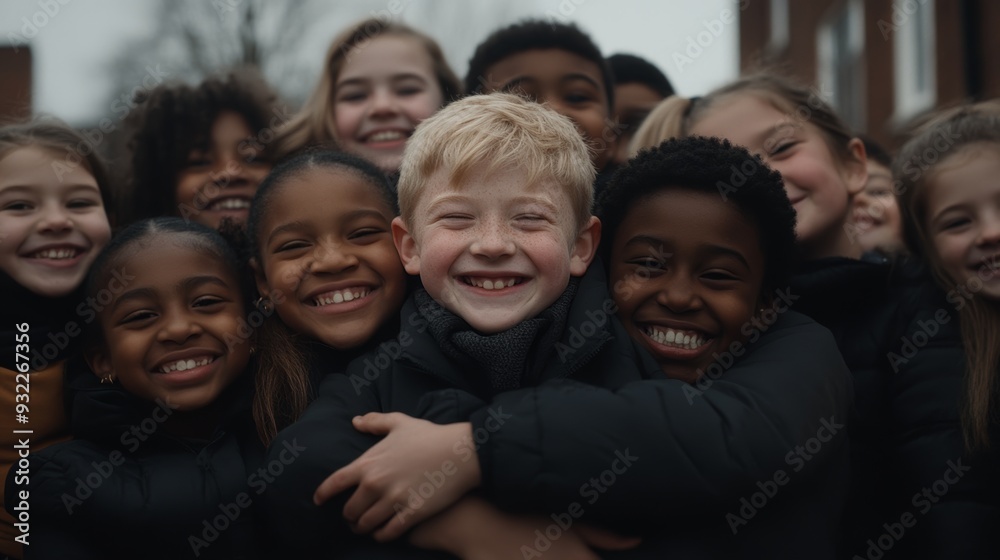 Children of different races and ethnicities playing together on the ...