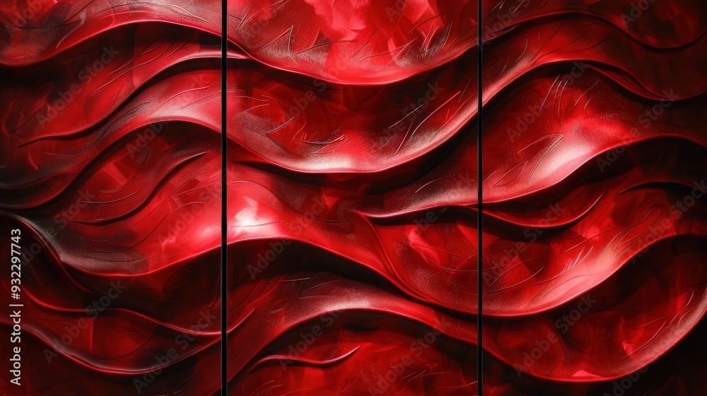 Craft a set of three high-resolution abstract wall art panels with ...