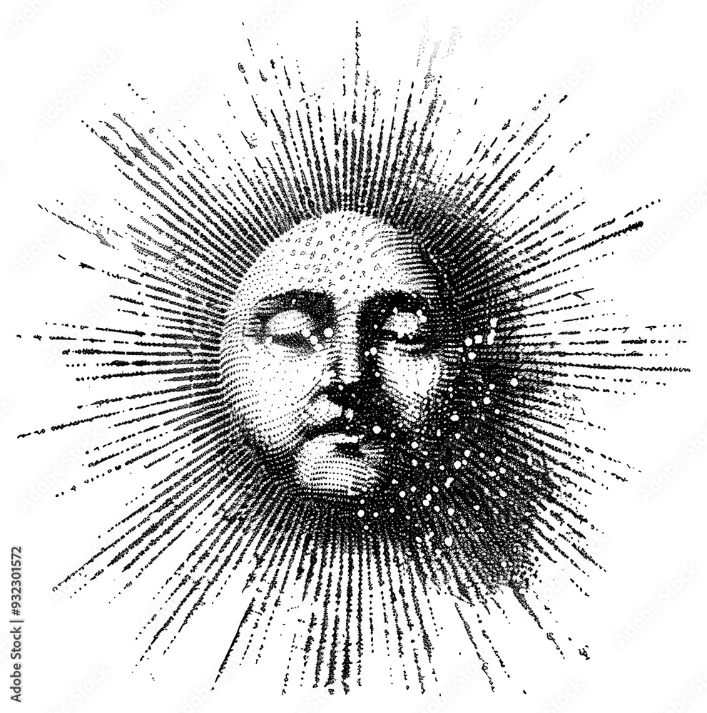 PNG *sun face* icon retro photocopy stipple effect, brutalist, y2k ...