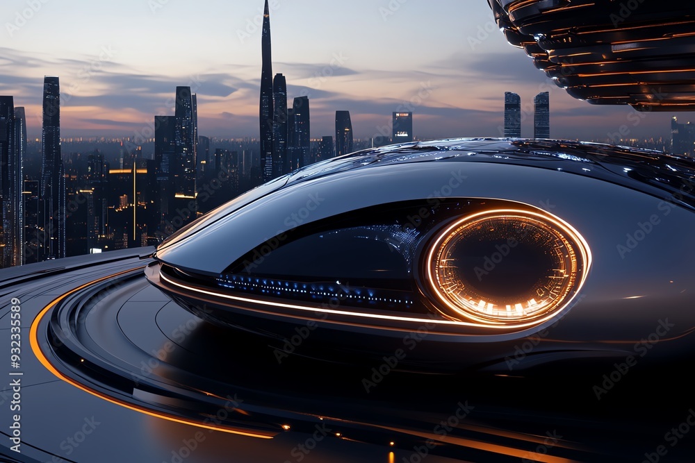 Futuristic vehicle design with sleek curves and illuminated features ...