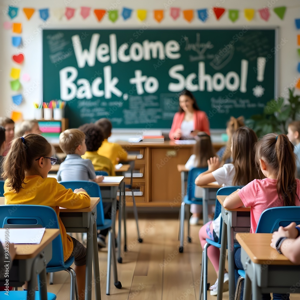 Welcome Back to School Classroom with Students, Students seated in a ...