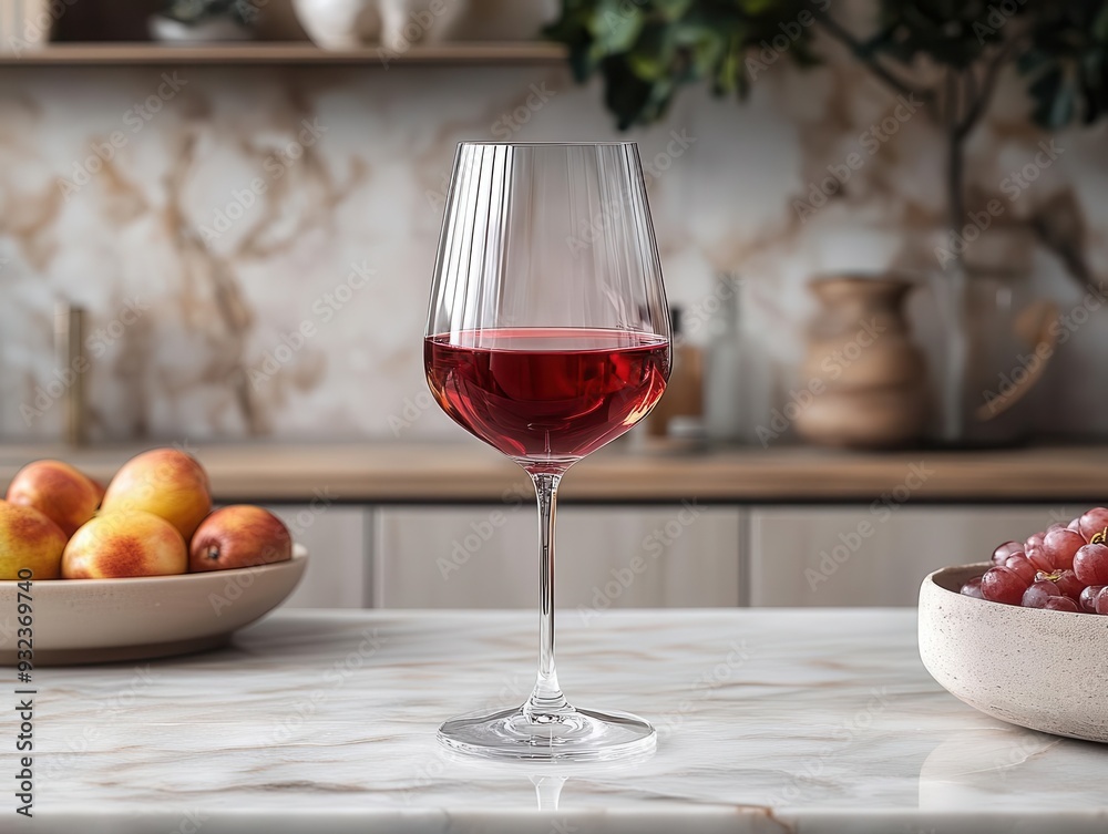 elegant red wine glass suspended in midair its contents defying gravity ...