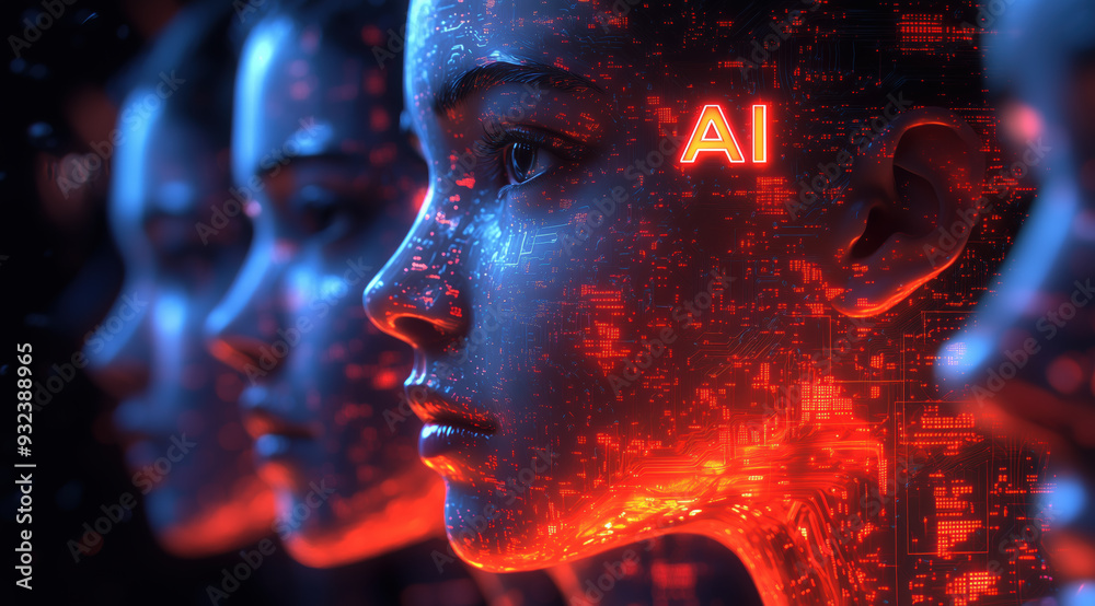 AI Artificial intelligence cyber. Futuristic AI abstract design, intricate circuitry pattern. AI ...