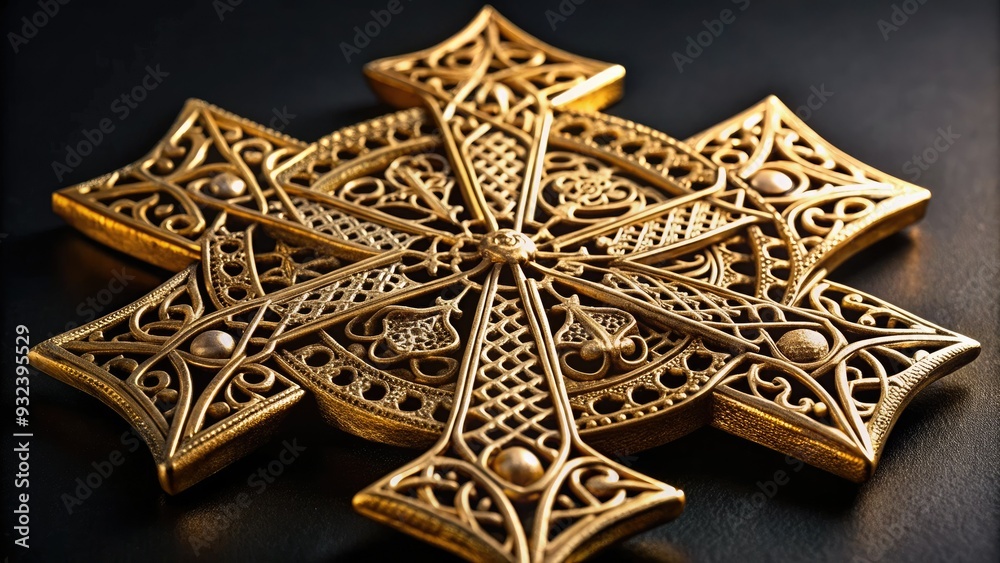 Intricately designed, ornate Ethiopian Orthodox cross with filigree ...