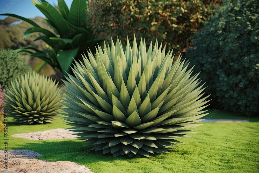Vibrant 3D Model of Poa Labillardier Shrub in Lush Green Outdoor ...