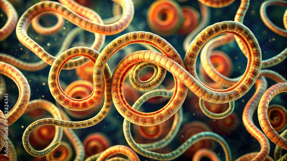 Microscopic view of Trichinella spiralis parasites, a type of roundworm ...