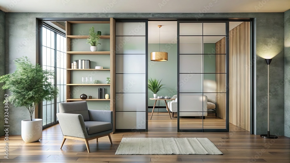 Modern sliding pocket door with frosted glass inserts glides smoothly ...