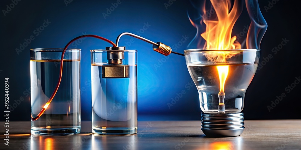 burn, science,chemistry, hydrogen, laboratory, A close up of an ...