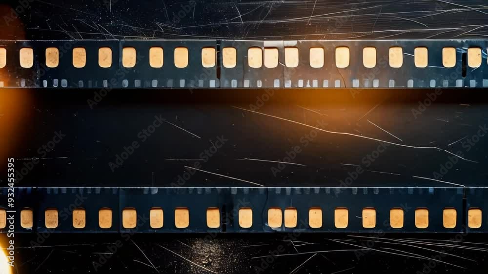 Blank grained and scratched film strip texture background with heavy ...
