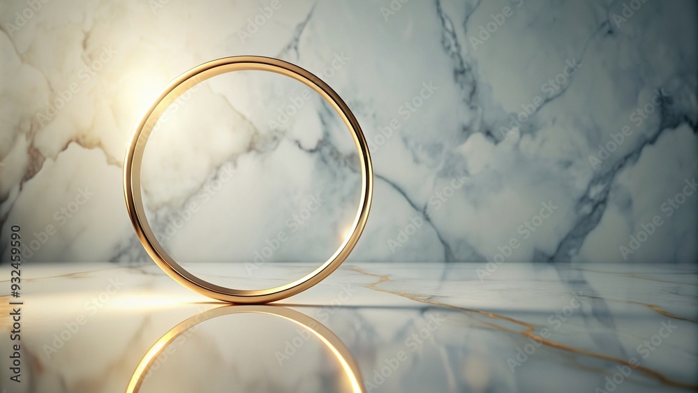 luxury, sleek, marble surface, minimalism, modern, reflection, A golden ...