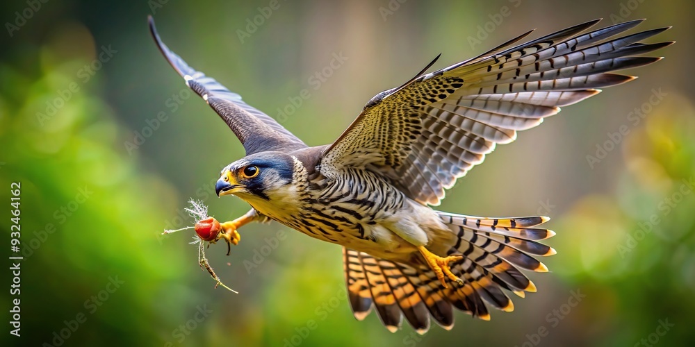 A close up photo of a majestic Eurasian Hobby falcon also known as ...