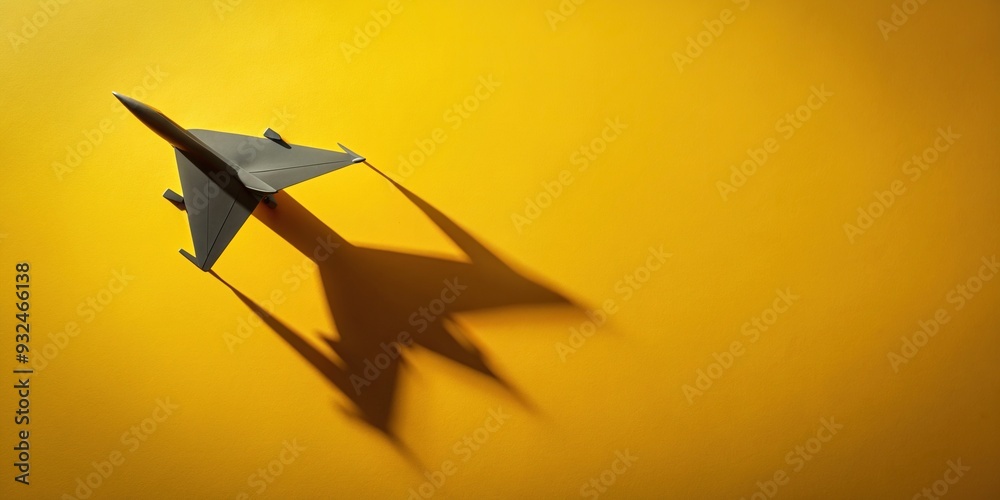 aviation, DIY, sunny sky, Paper airplane flying in the sky casting a ...