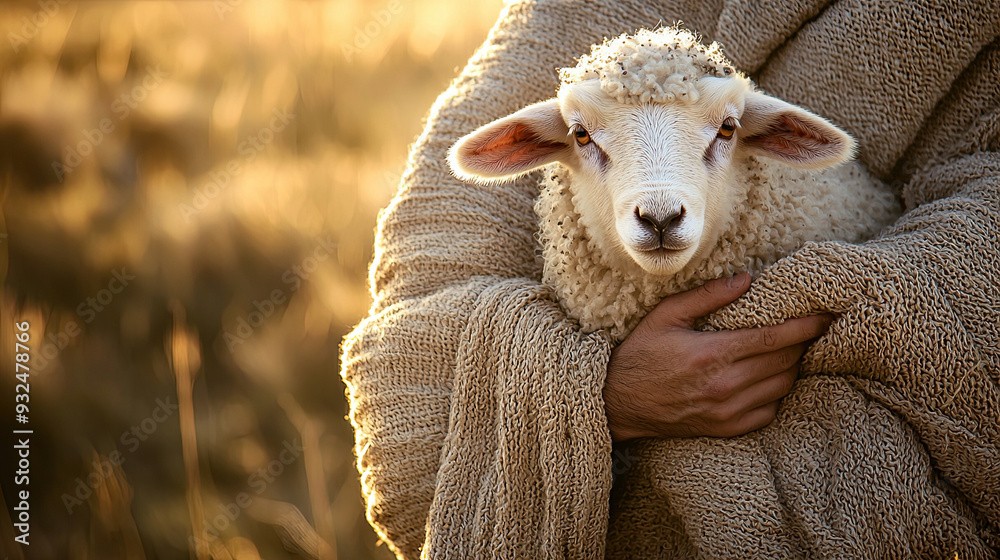 Jesus Recovering the Lost Sheep, Gently Carrying it in His Arm ...