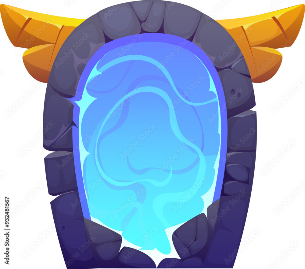 Fantasy game magic portal door, witchcraft game asset. Isolated vector ...