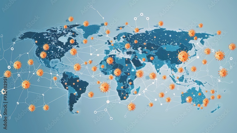 Draw a world map showing the distribution of major global health ...