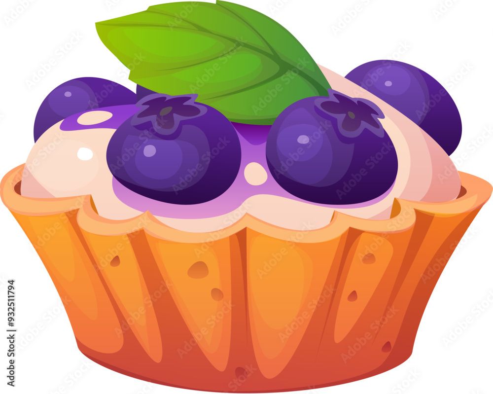 Cartoon blueberry tart confectionery and sweet pastry. Vector ...