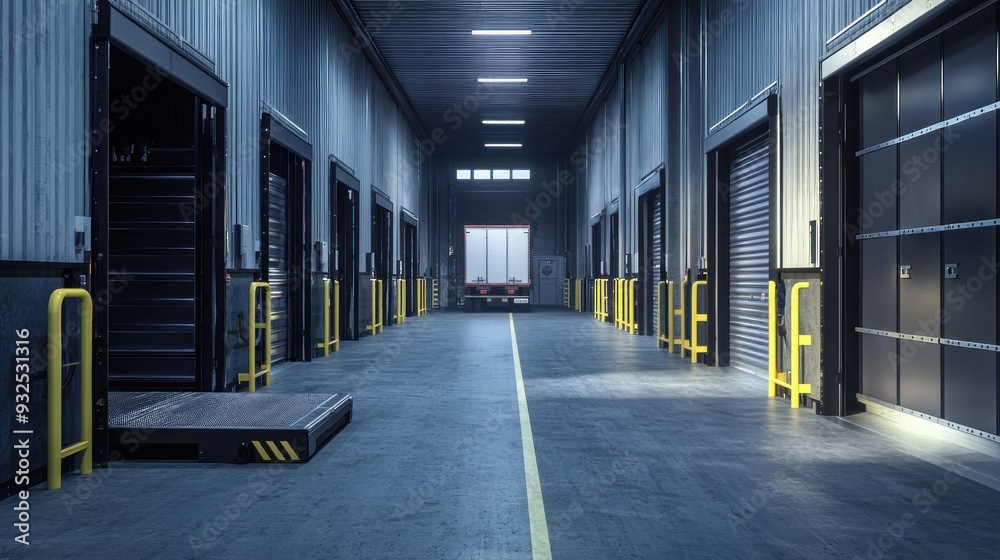 warehouse, loading, unloading, truck, semi-trailer, storage, ramp,semi ...
