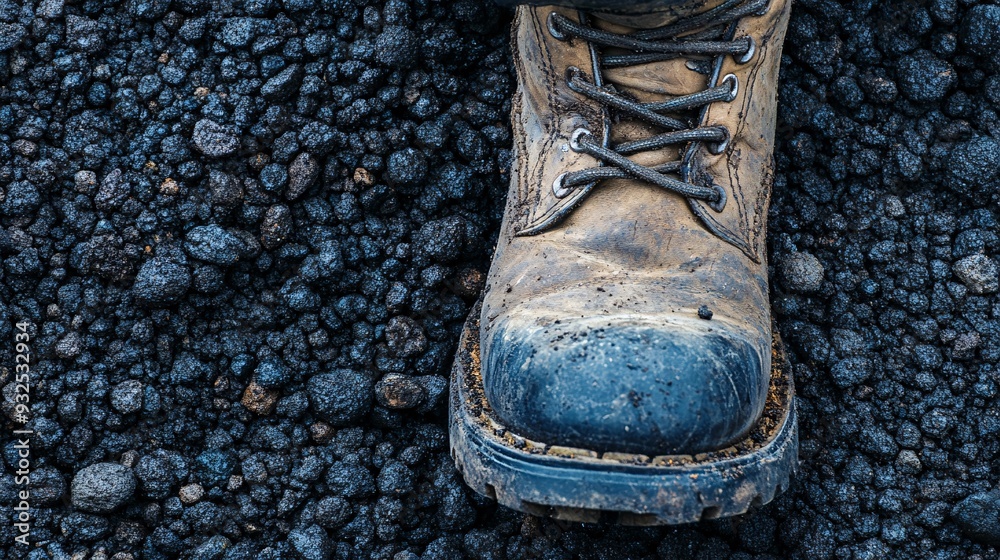 A striking Labor Day image featuring a close-up of a well-worn work ...