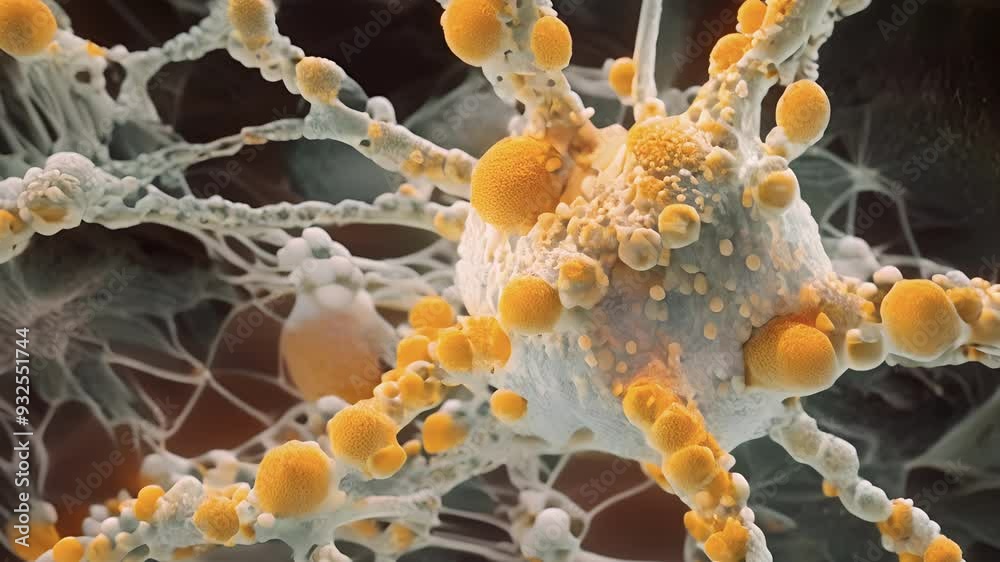 Highresolution electron microscope image of a microglia cell attached ...