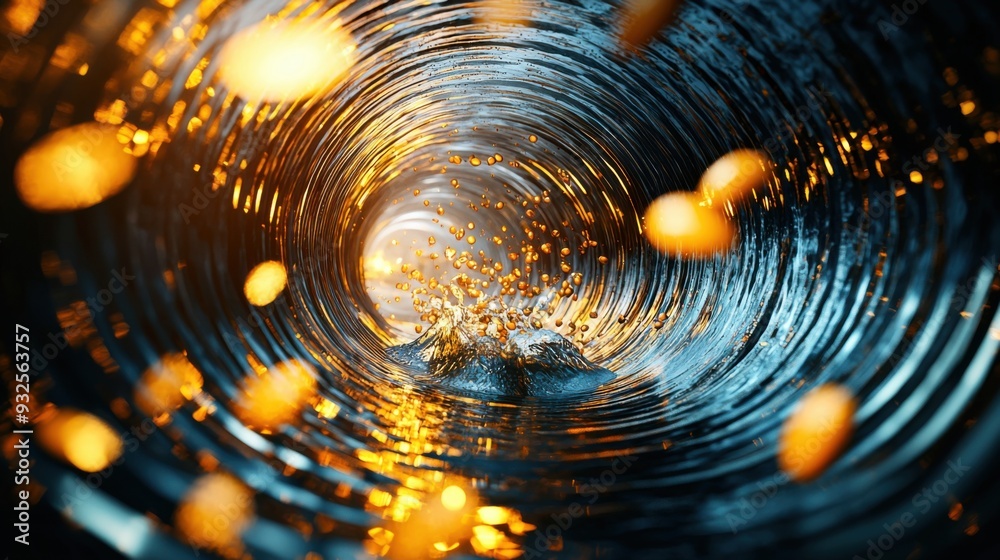 An inside look at a serpentine water treatment pipe with a dimly lit ...