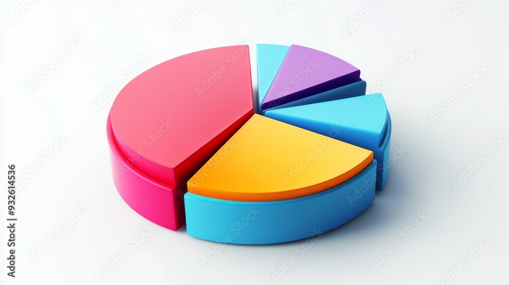 High-definition image of a 3D pie chart on a transparent background ...