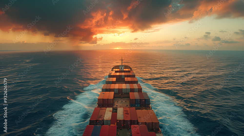 Majestic Cargo Ship Sailing Through the Ocean, Embarking on a Maritime ...