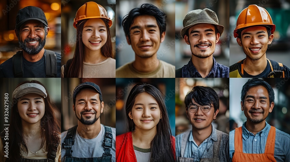 Many different professions collage Happy people portraits mix Lot ...