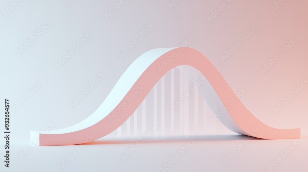 Minimalist 3D normal distribution curve illustration 3D rendering of a ...