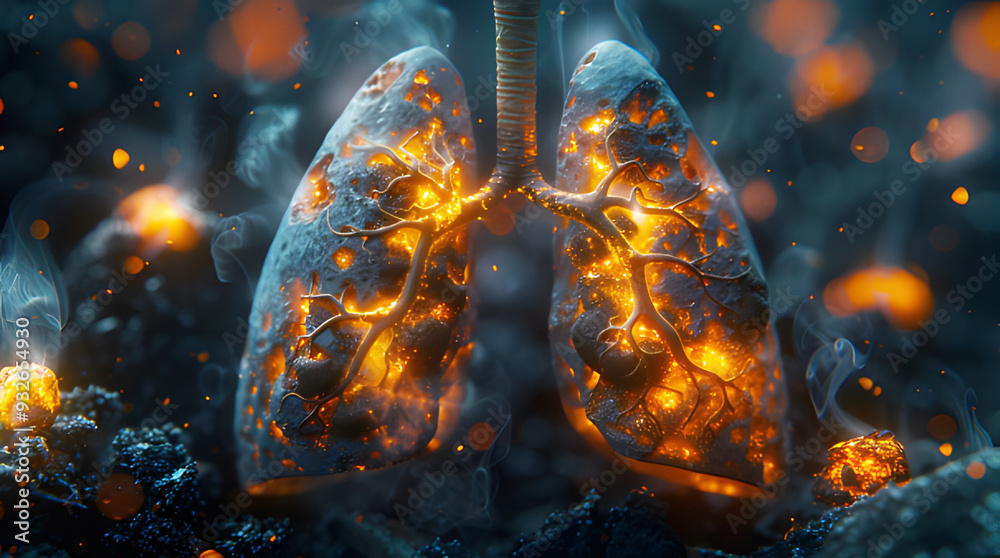 Scary pictures of Human lungs combustion of fire and soot damage by ...