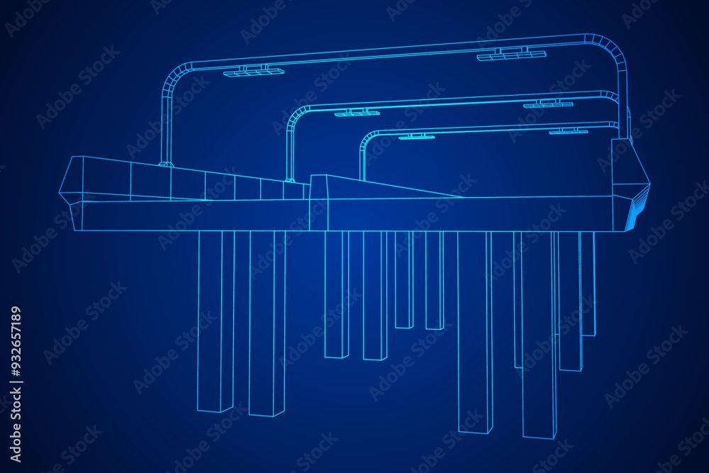 Wireframe Mesh Bridge Highway Connection Structure Digital Data Visualization Concept Vector