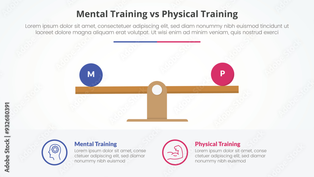 mental vs physical training comparison opposite infographic concept for ...