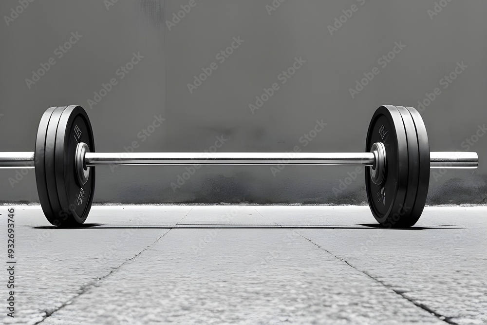 Barbell: A long bar with weighted plates on either end, used in ...