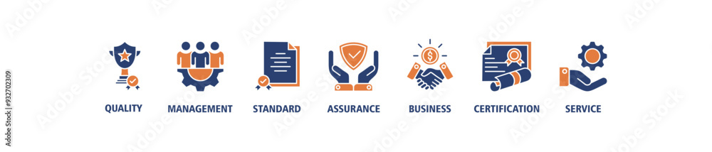 ISO 9001 banner web icon set vector illustration concept with icon of ...