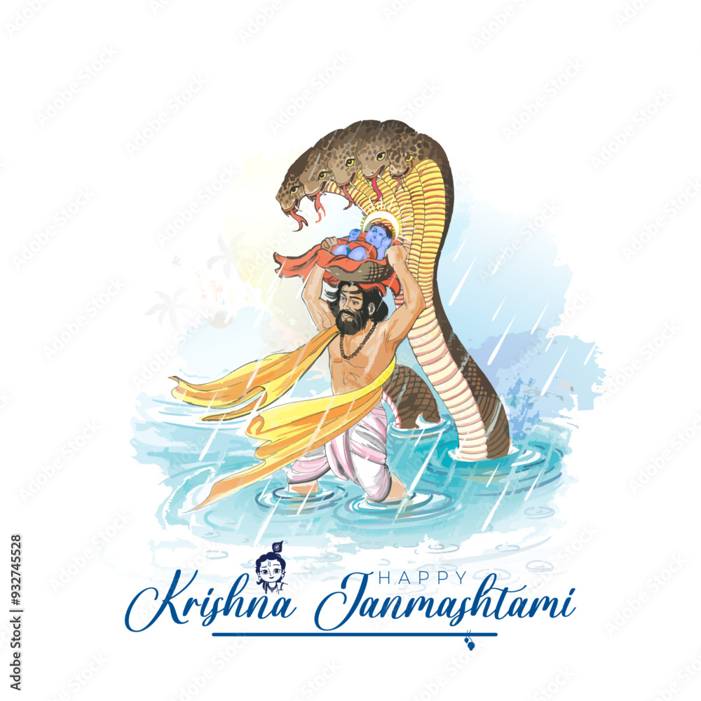 Happy Shri Krishna Janmashtami. Birthday of Lord Krishna. Indian hindu ...