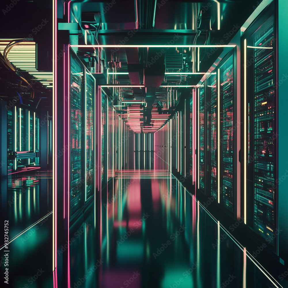 Mass Server racks in Hugh server room data center Stock Photo | Adobe Stock