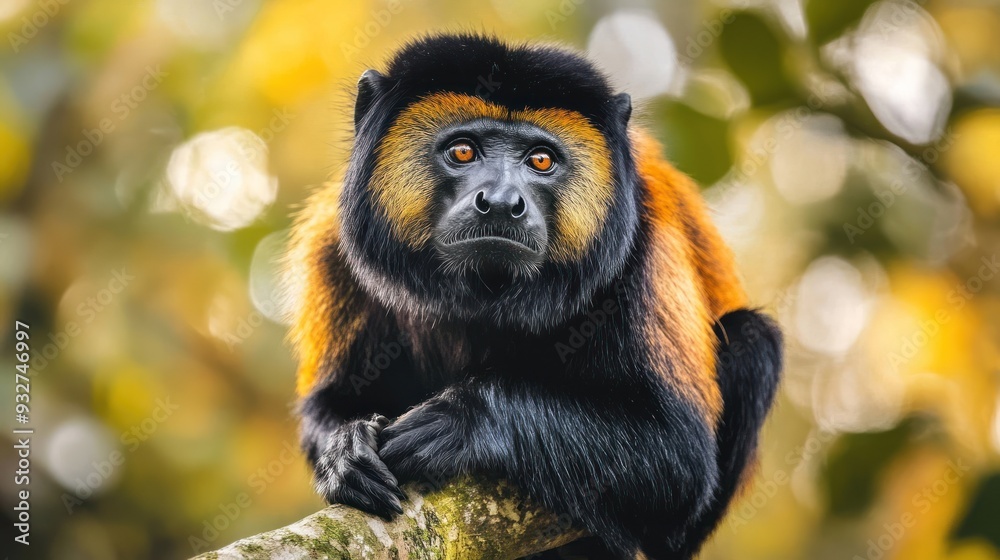 A species of exotic howler monkey known in Latin as Alouatta background ...