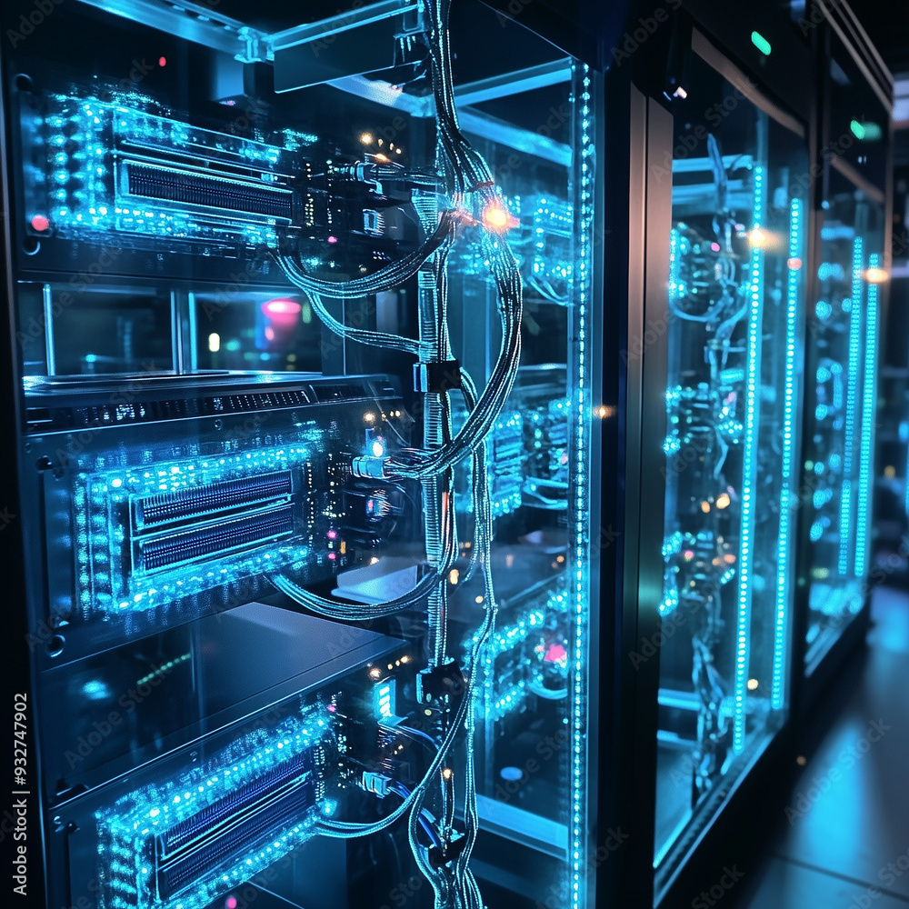 Mass Server racks in Hugh server room data center Stock Photo | Adobe Stock