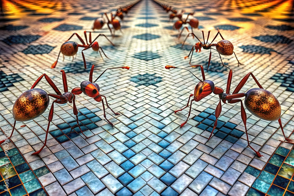 Pavement tiles morph into ant exoskeletons, geometric patterns converge ...