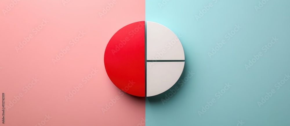 Minimalist Pie Chart on Split Pink and Blue Background Representing ...