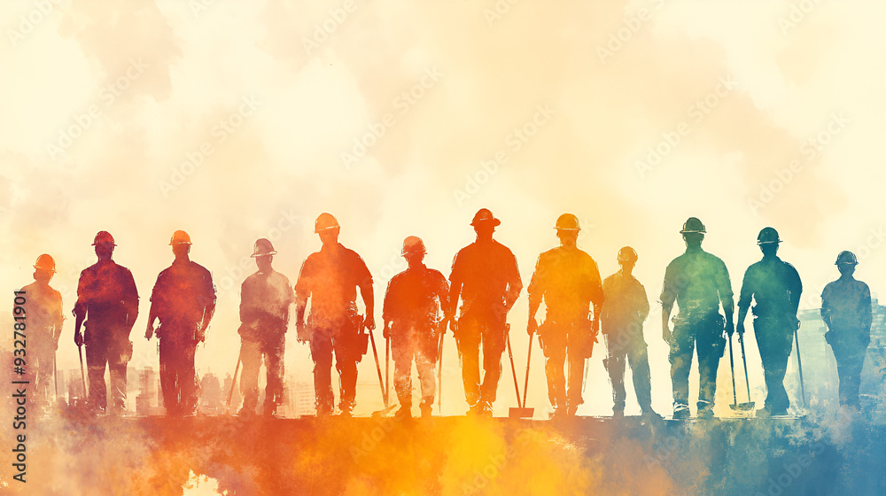 Group of Workmen in Watercolor Style, Generative AI Illustration with ...