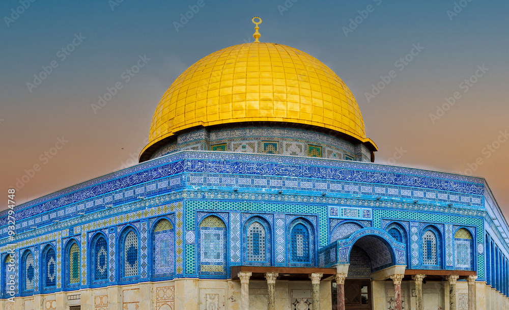 Israel, Jerusalem. Temple Mount, Al-Aqsa Mosque linked to Muhammad and rebuilt over the 8th to ...