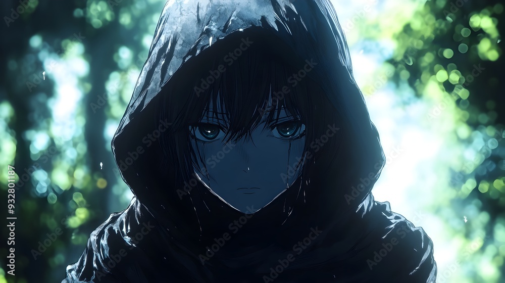 Mysterious Anime Character with Concealed Face in Dark Cloak Enigmatic ...